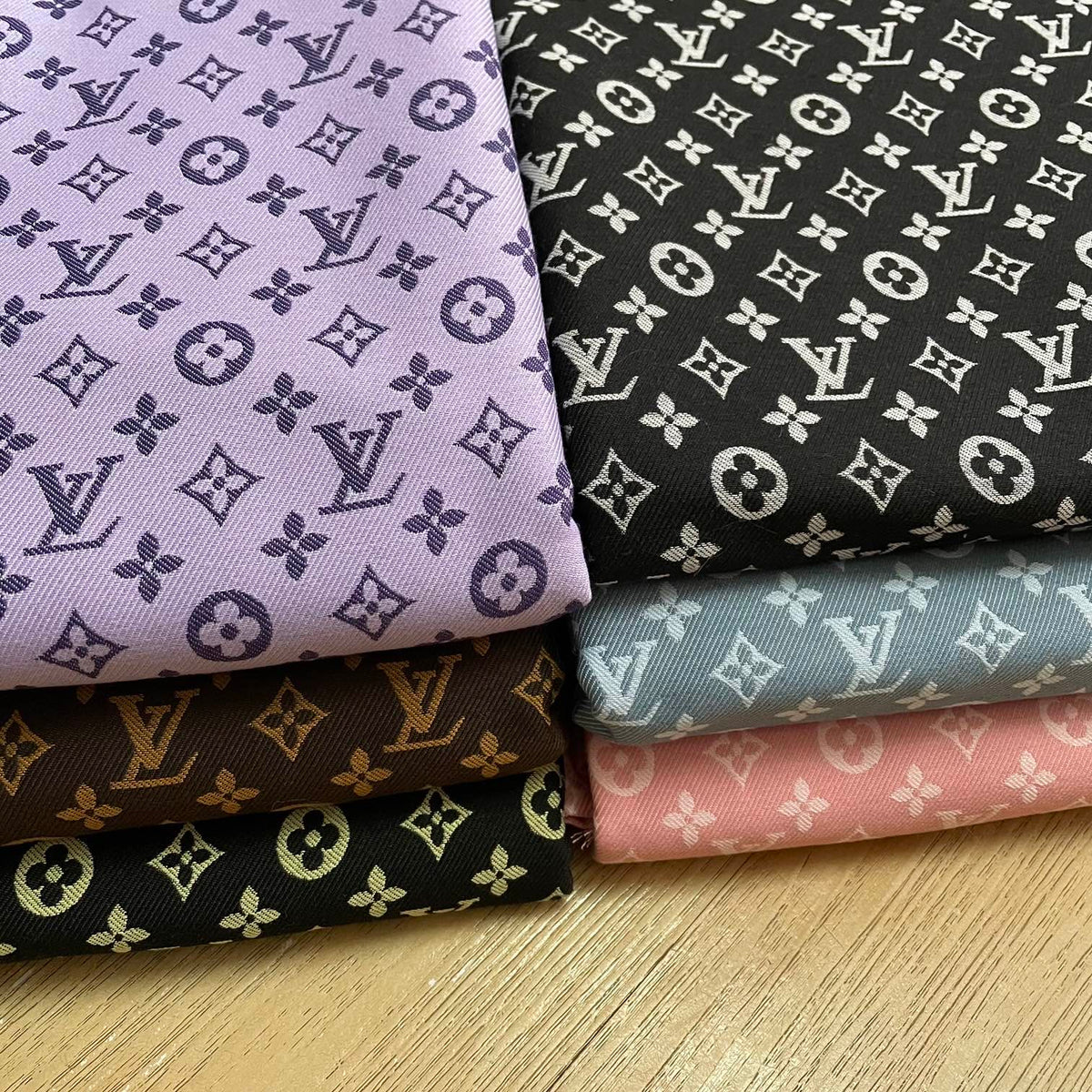 LV Jacquard Fabric purple pink blue brown – FabricViva
