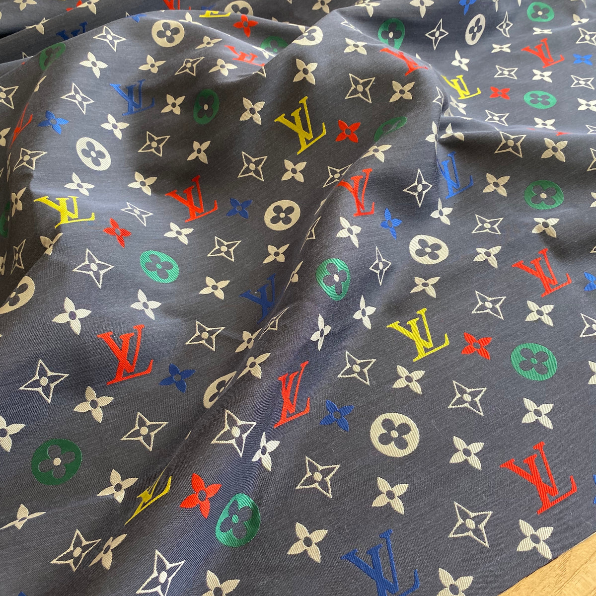 LV Inspired Fabric Blue Multi-colour by the yard - FabricViva